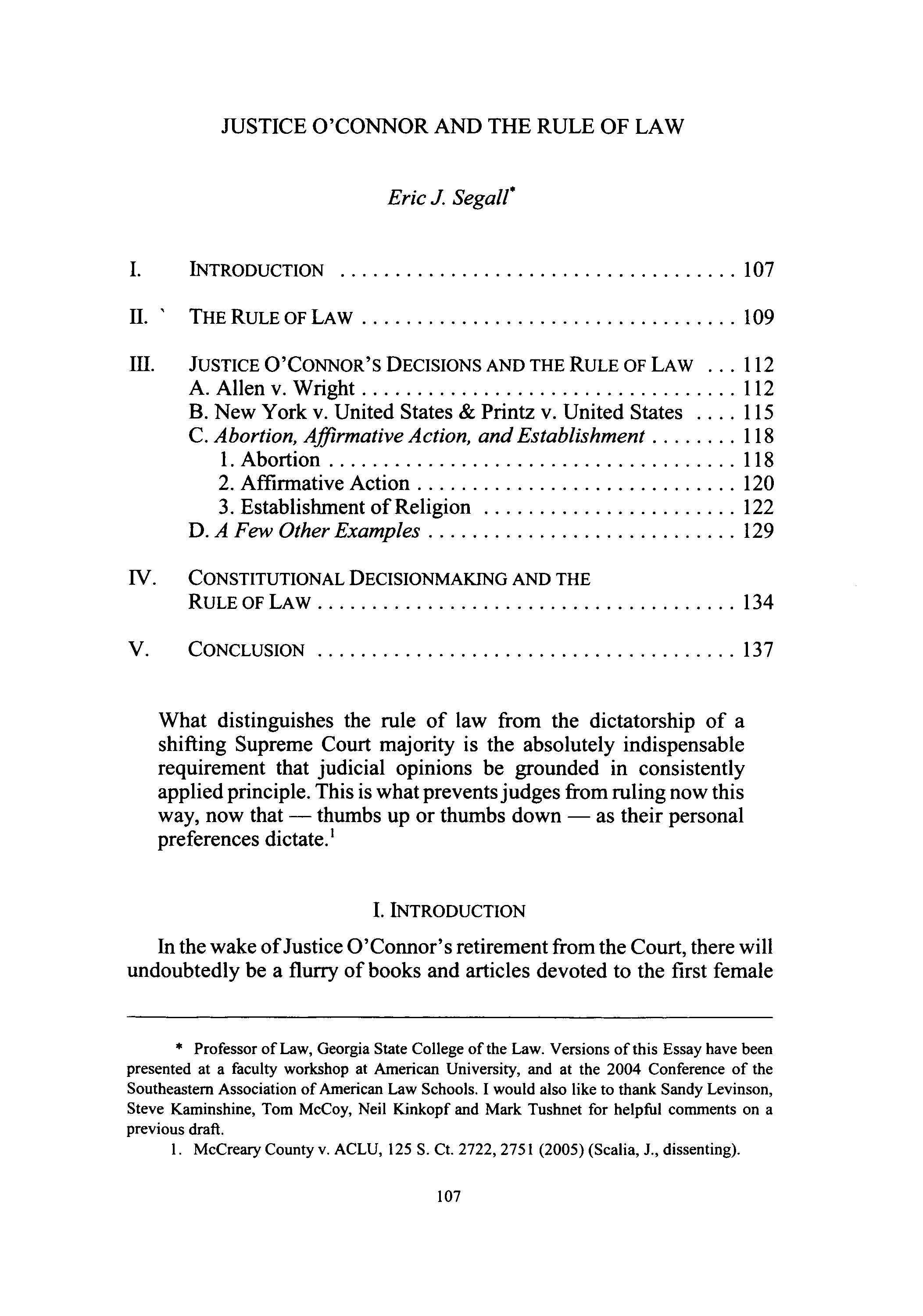 Justice O'Connor and the Rule of Law - Sandra Day O'Connor Institute ...