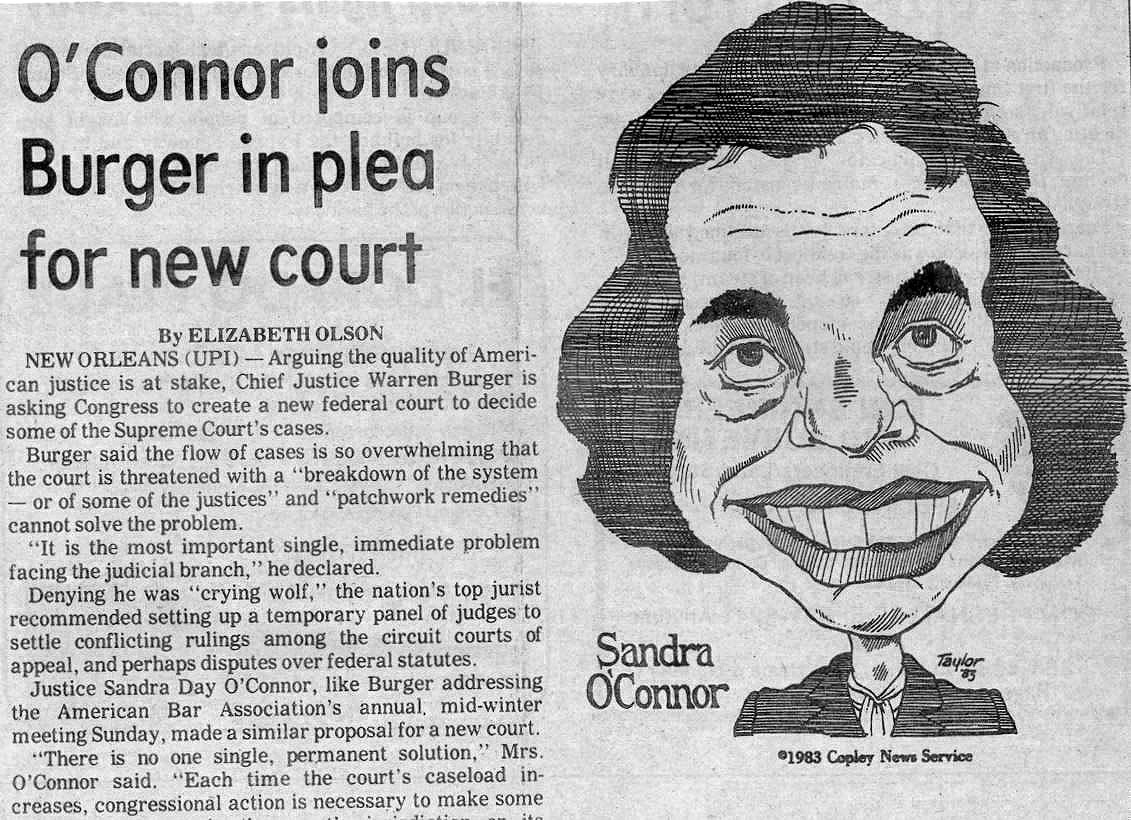 O'Connor joins Burger in plea for new court - Sandra Day O'Connor ...