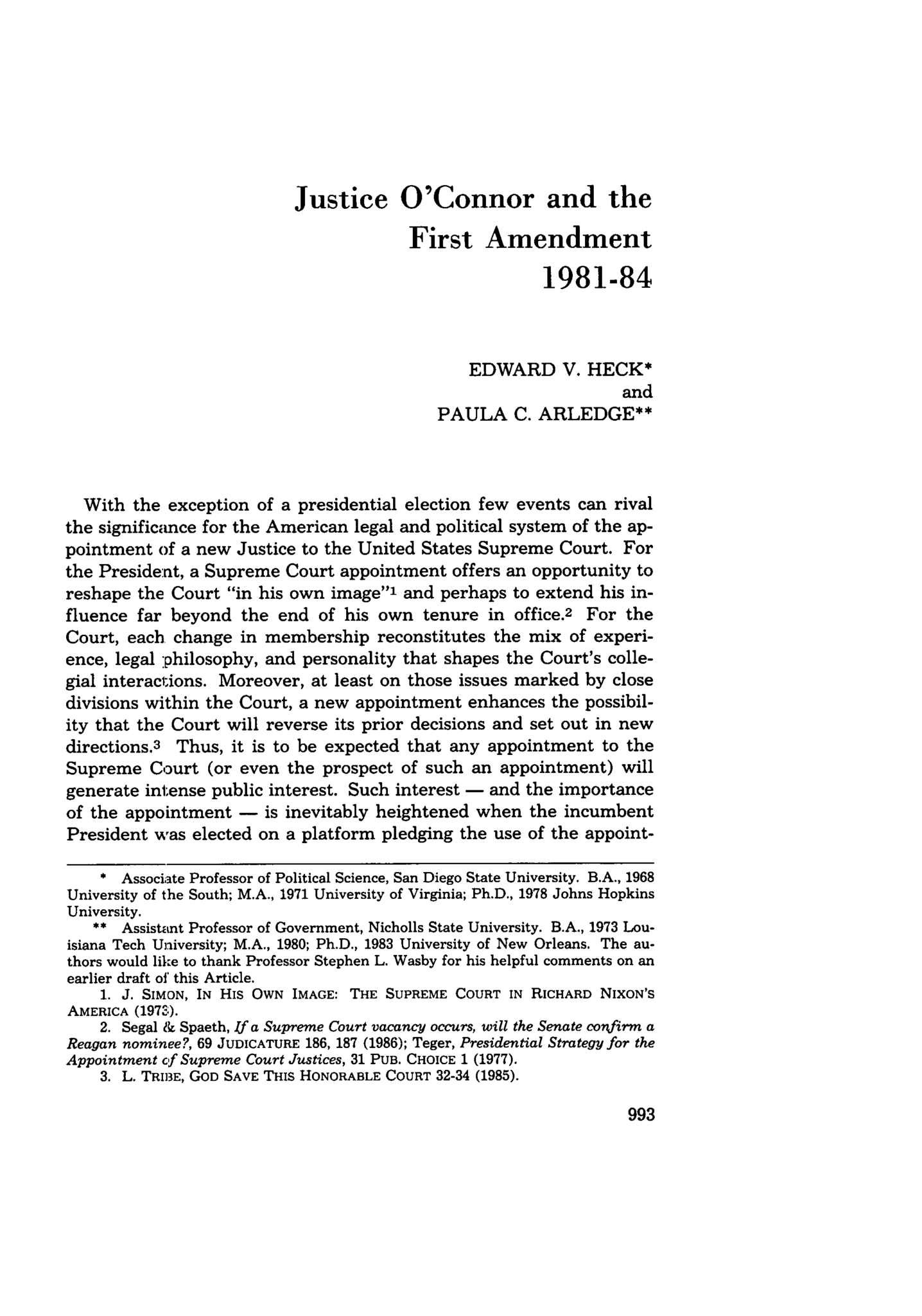 Justice O'Connor and the First Amendment 1981–84 - Sandra Day O'Connor ...