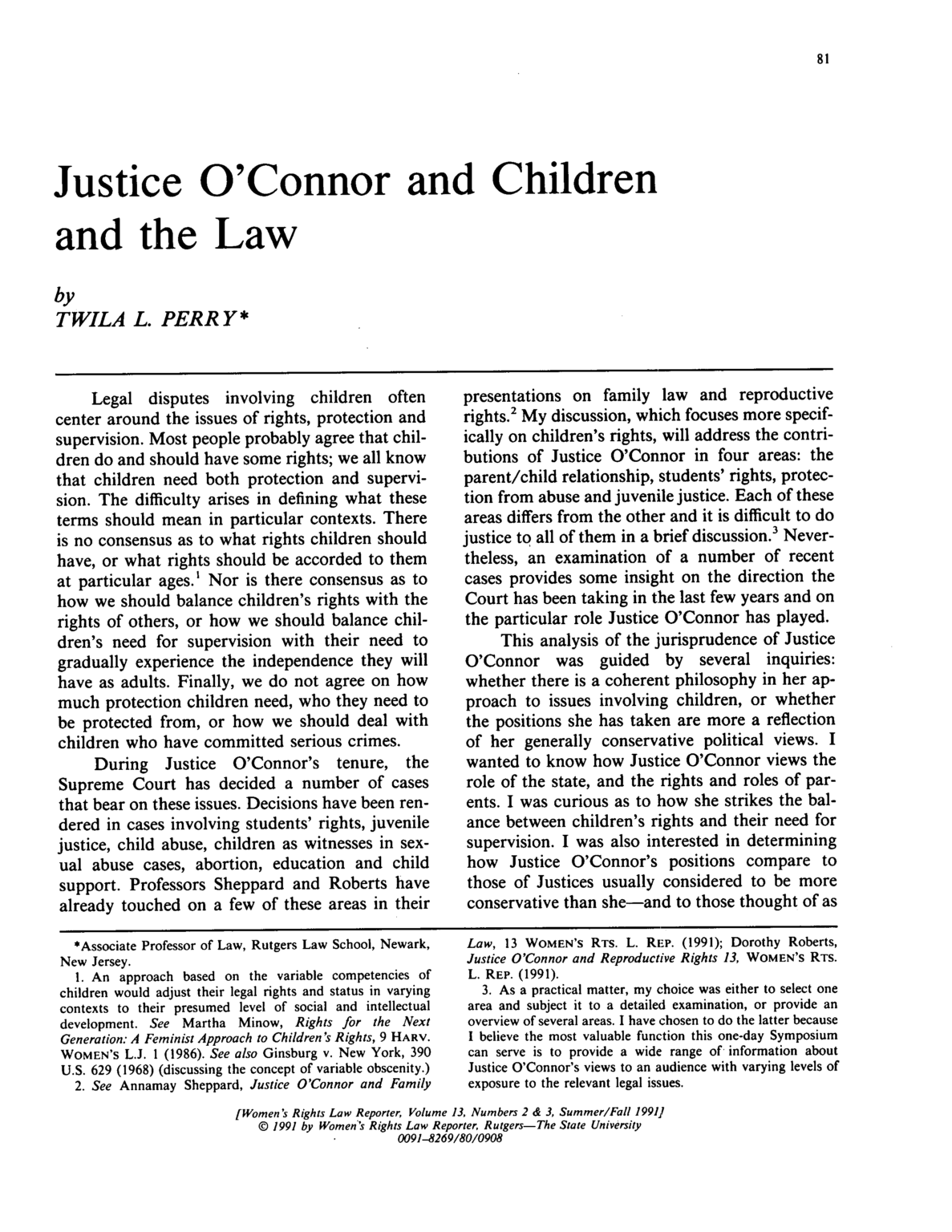 Justice O'Connor and Children and the Law - Sandra Day O'Connor ...
