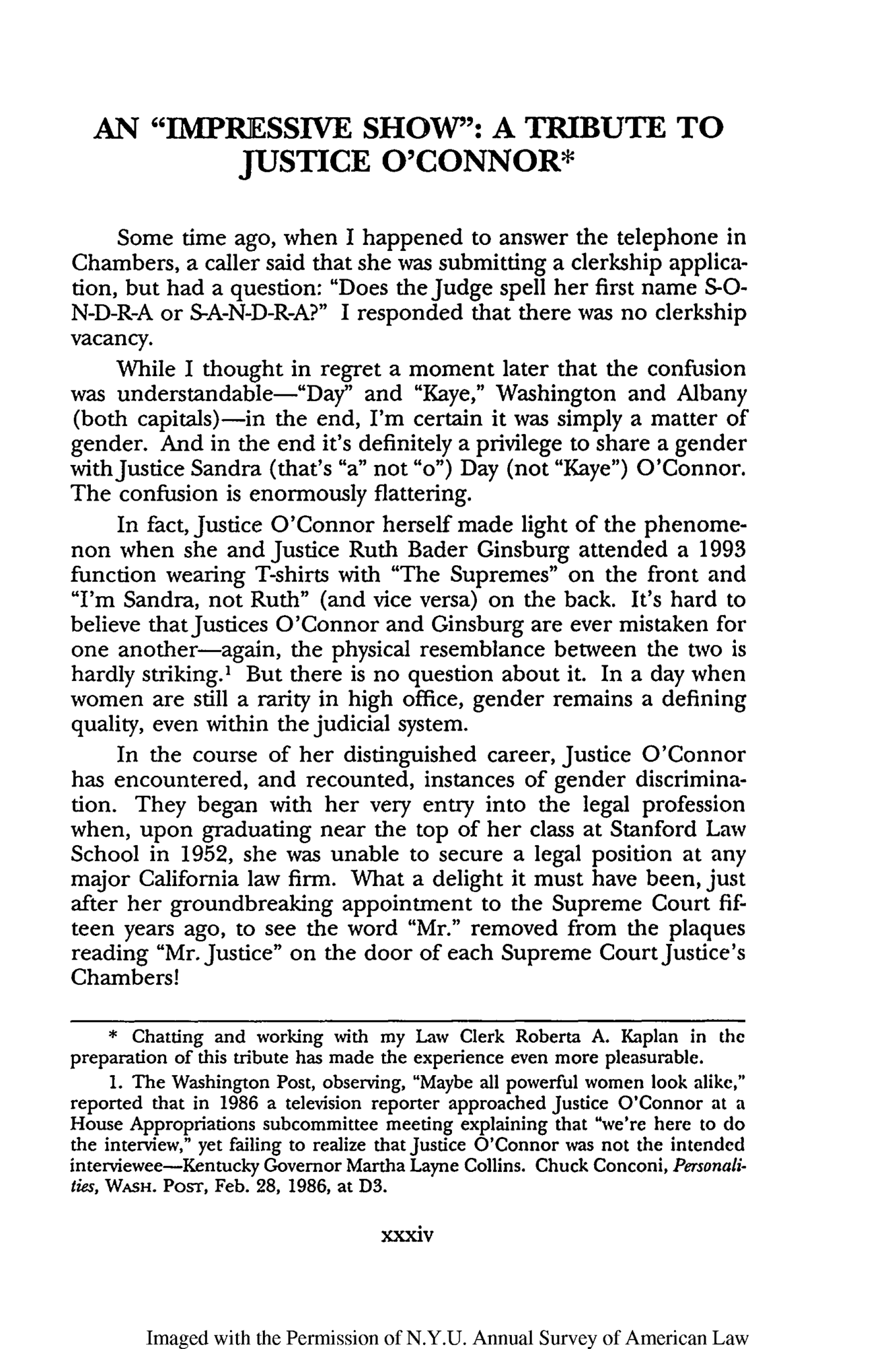 An Impressive Show: A Tribute to Justice O’Connor - Sandra Day O'Connor ...