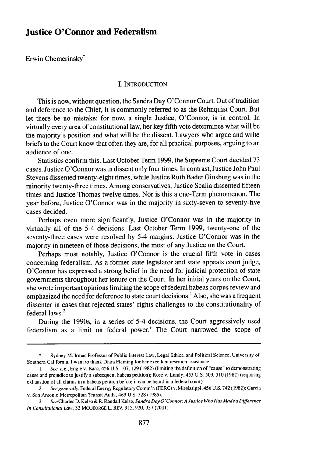 Justice O'Connor and Federalism - Sandra Day O'Connor Institute Library