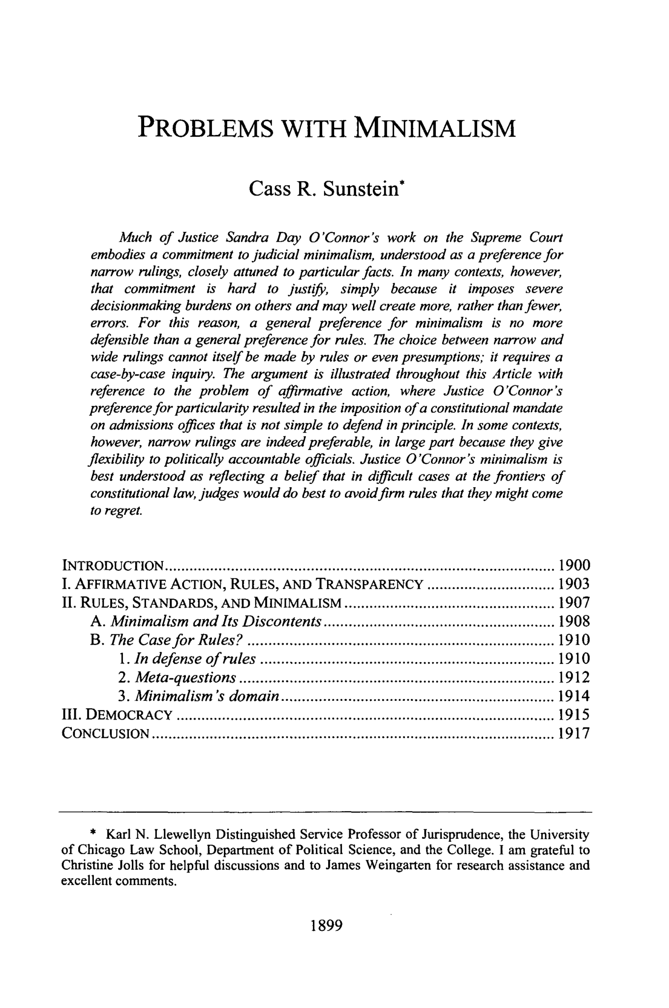 Problems with Minimalism - Sandra Day O'Connor Institute Library