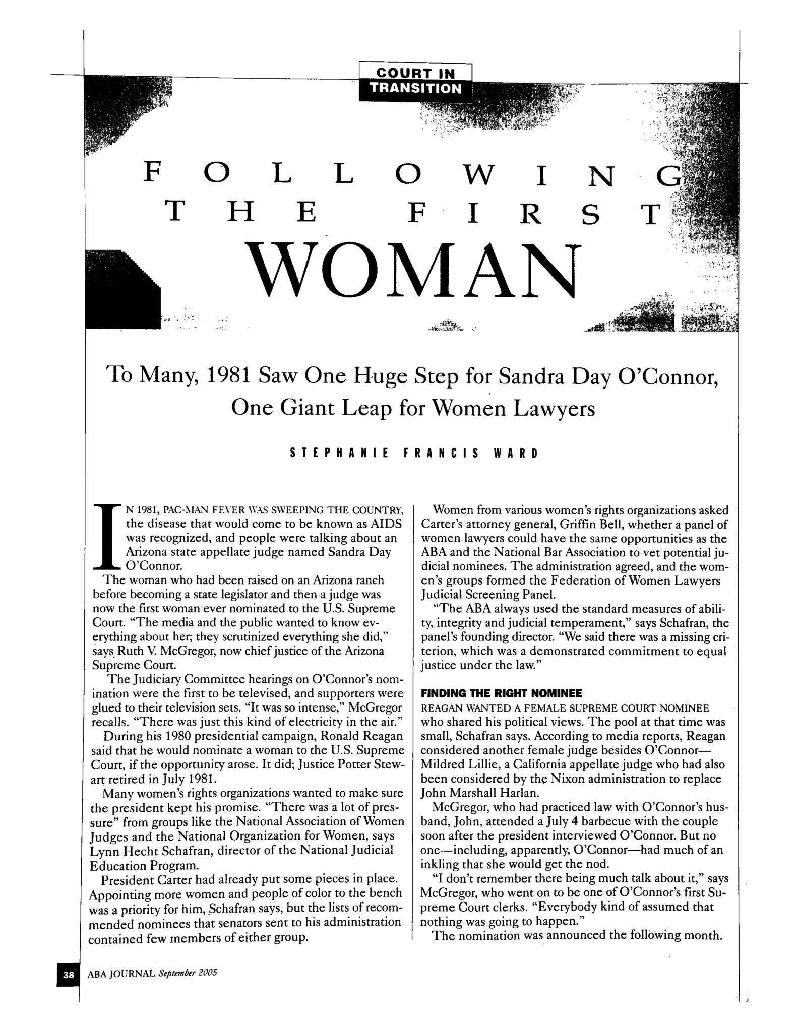 Following the First Woman - Sandra Day O'Connor Institute Library