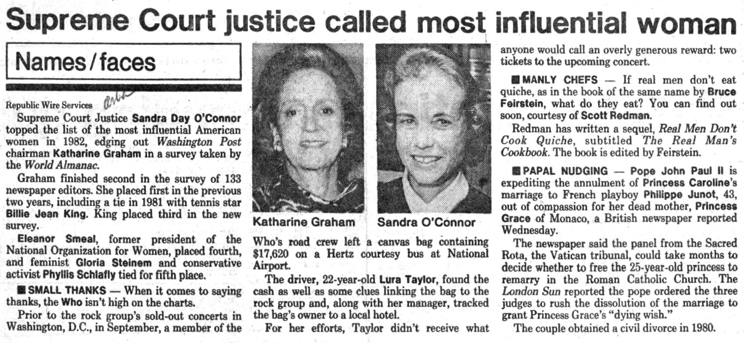 Supreme Court justice called most influential woman - Sandra Day O ...